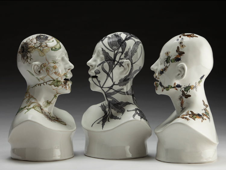 Viral Series, ceramic busts by Jess Riva Cooper - Ego - AlterEgo