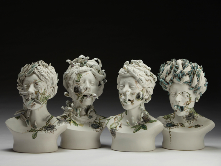 Viral Series, ceramic busts by Jess Riva Cooper - Ego - AlterEgo