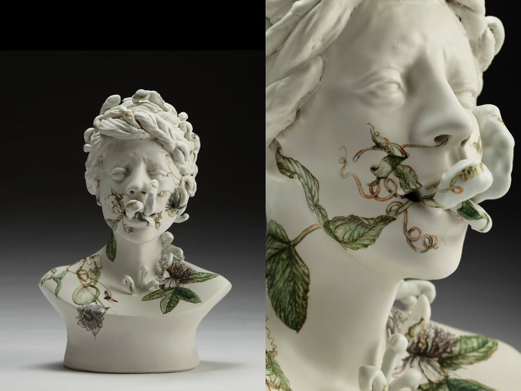 Viral Series, ceramic busts by Jess Riva Cooper - Ego - AlterEgo