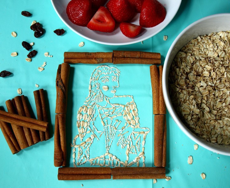 Sarah Rosado, illusional images recreated from oatmeal - Ego - AlterEgo