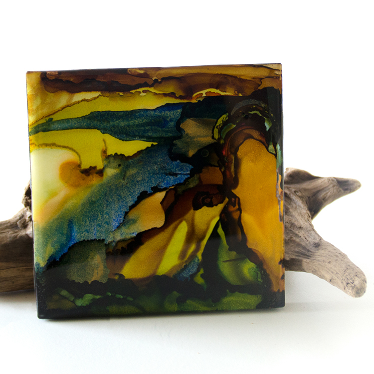 Alcohol ink on ceramic tile — hand painted by Janet Mitchell - Ego ...