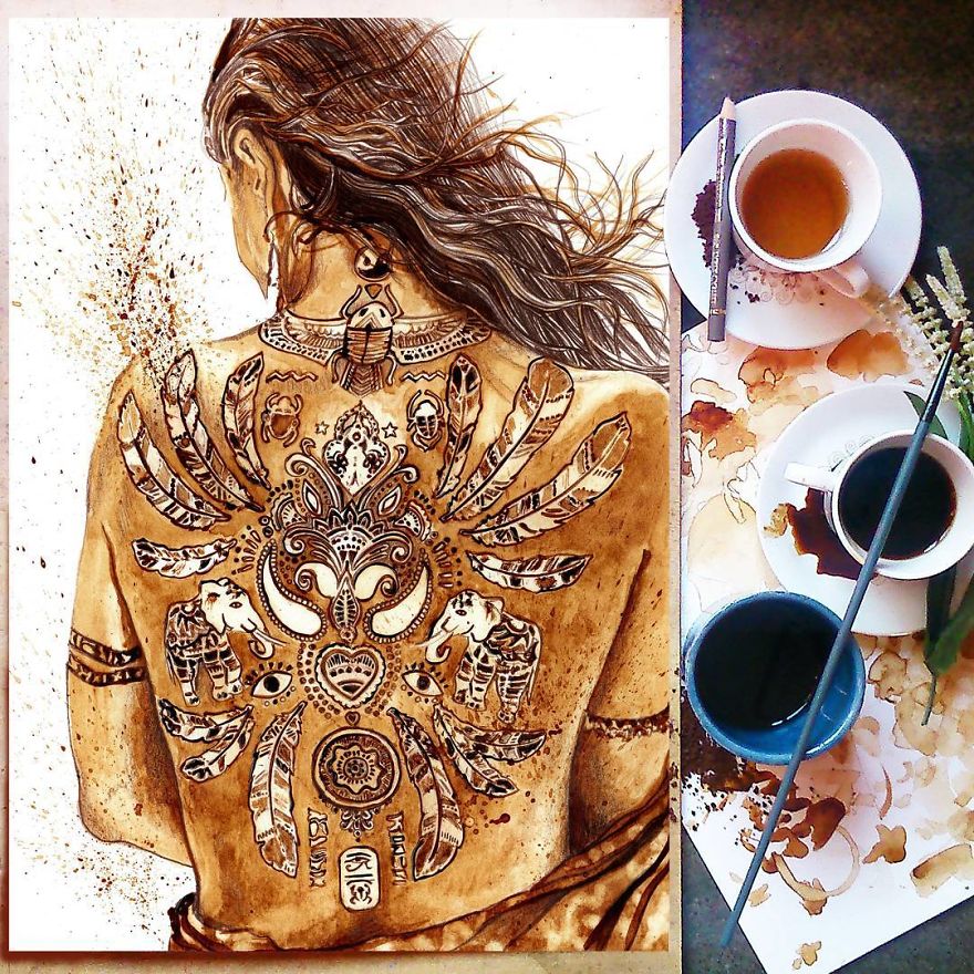 Coffee is more than just a drink by using it to paint intricate ...
