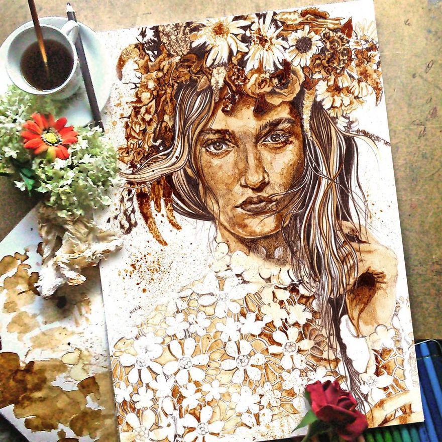 Coffee is more than just a drink by using it to paint intricate ...