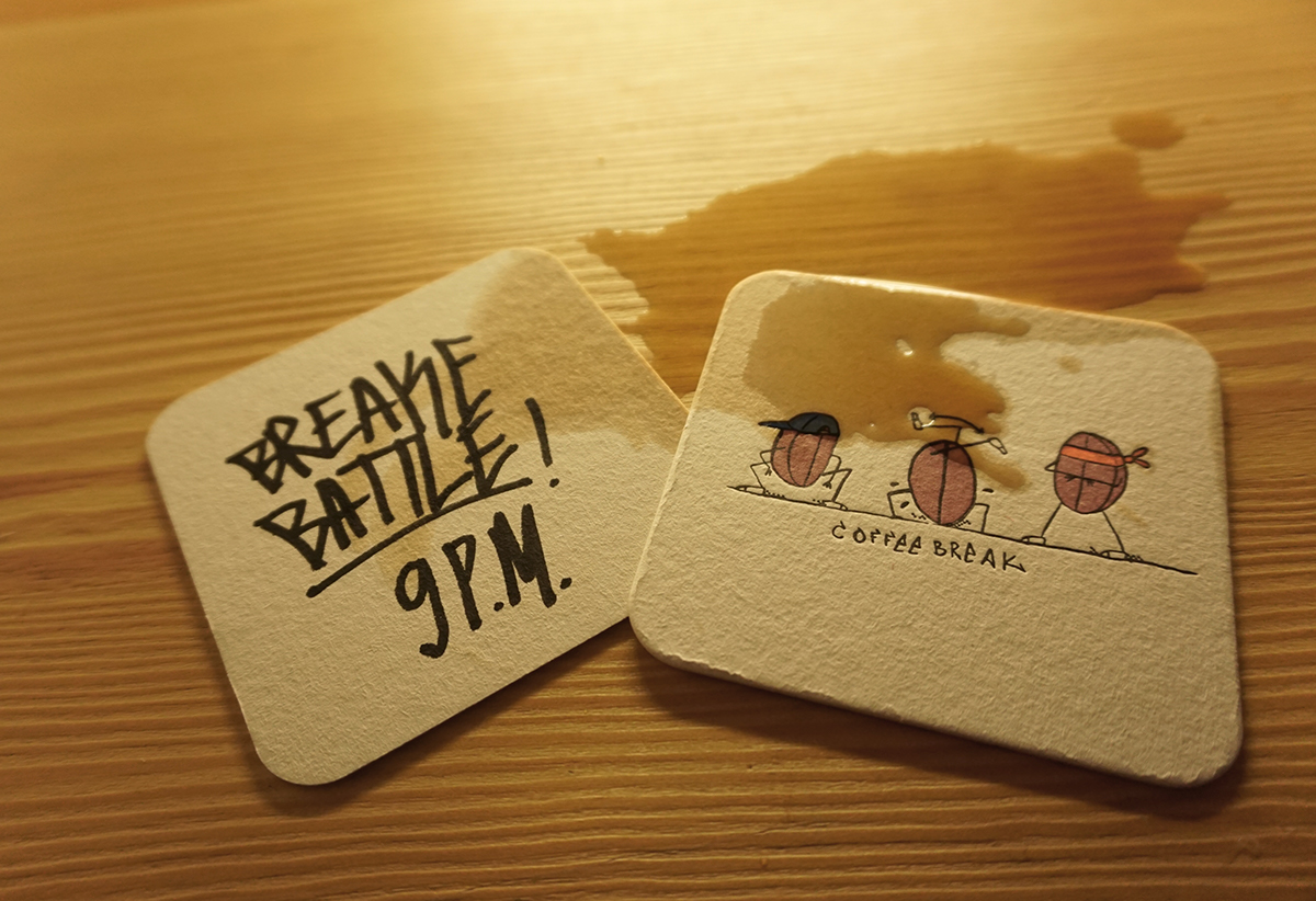 Coffee coasters, illustration by Antanas Dubra - Ego - AlterEgo