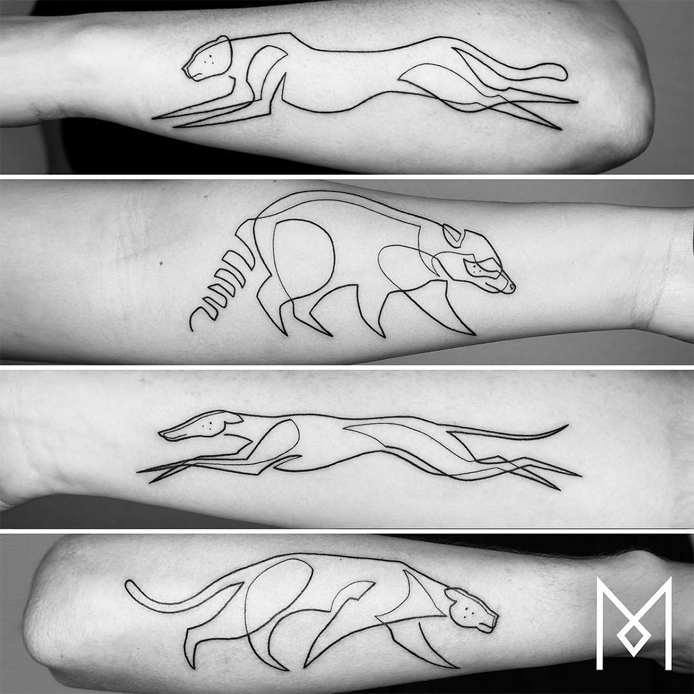 Minimalistic one line tattoos by Mo Gangi - Ego - AlterEgo