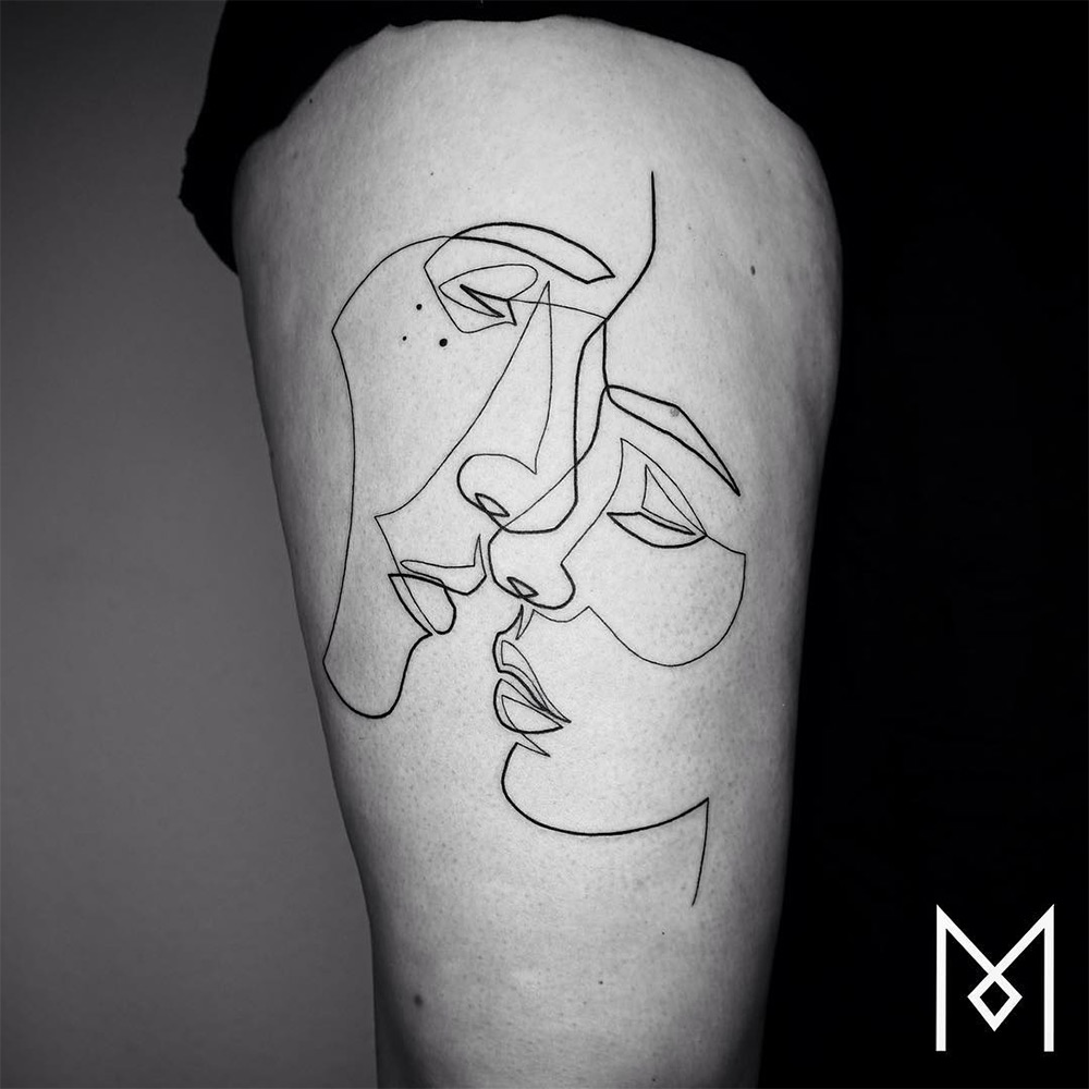 Minimalistic one line tattoos by Mo Gangi - Ego - AlterEgo