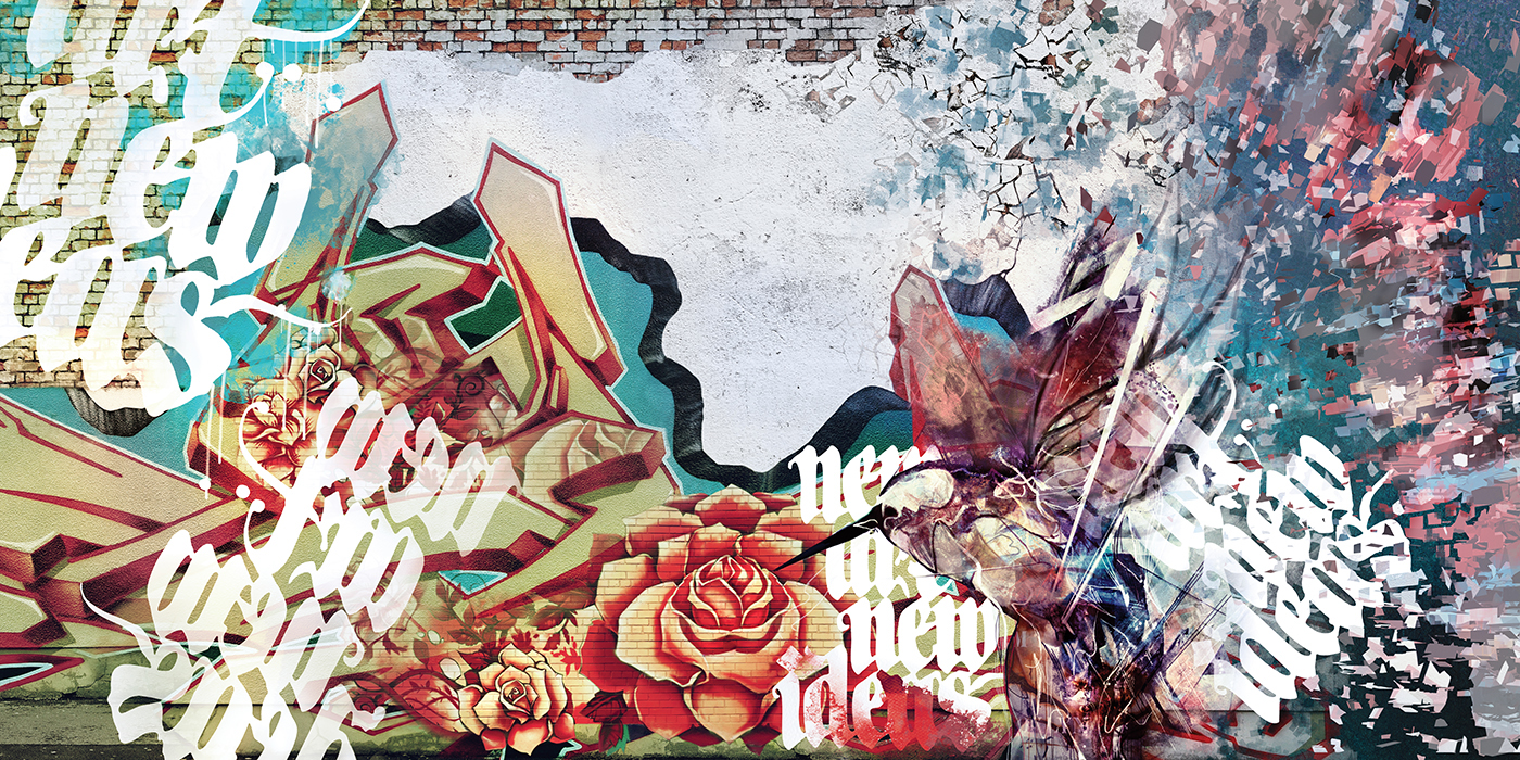 Graffiti in interior, illustration by Anna Karaban - Ego - AlterEgo