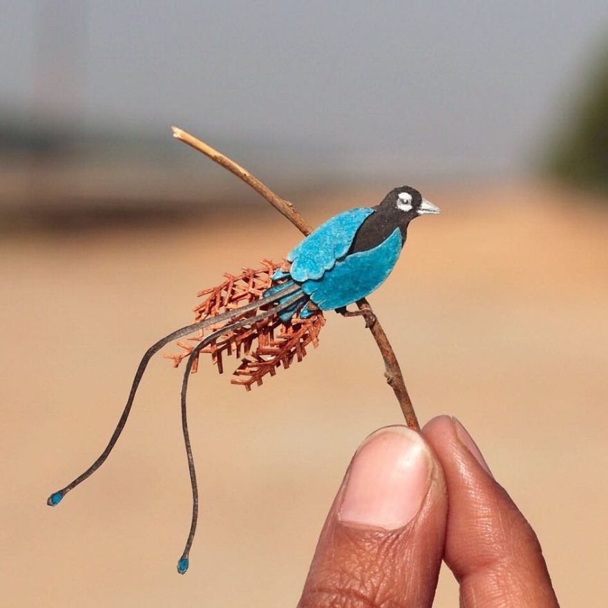 Miniature birds, paper art by Nayan & Vaishali - Ego - AlterEgo