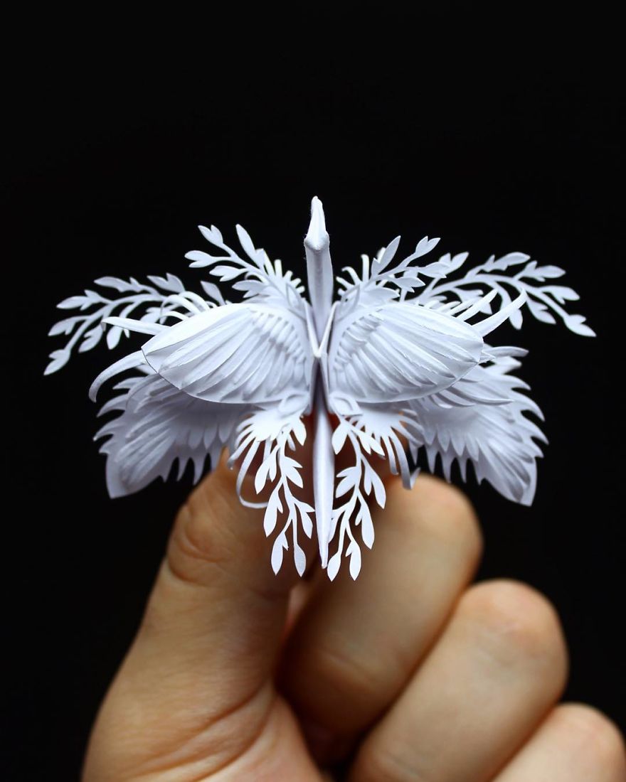 Folded and decorated origami crane project by Cristian Marianciuc - Ego ...
